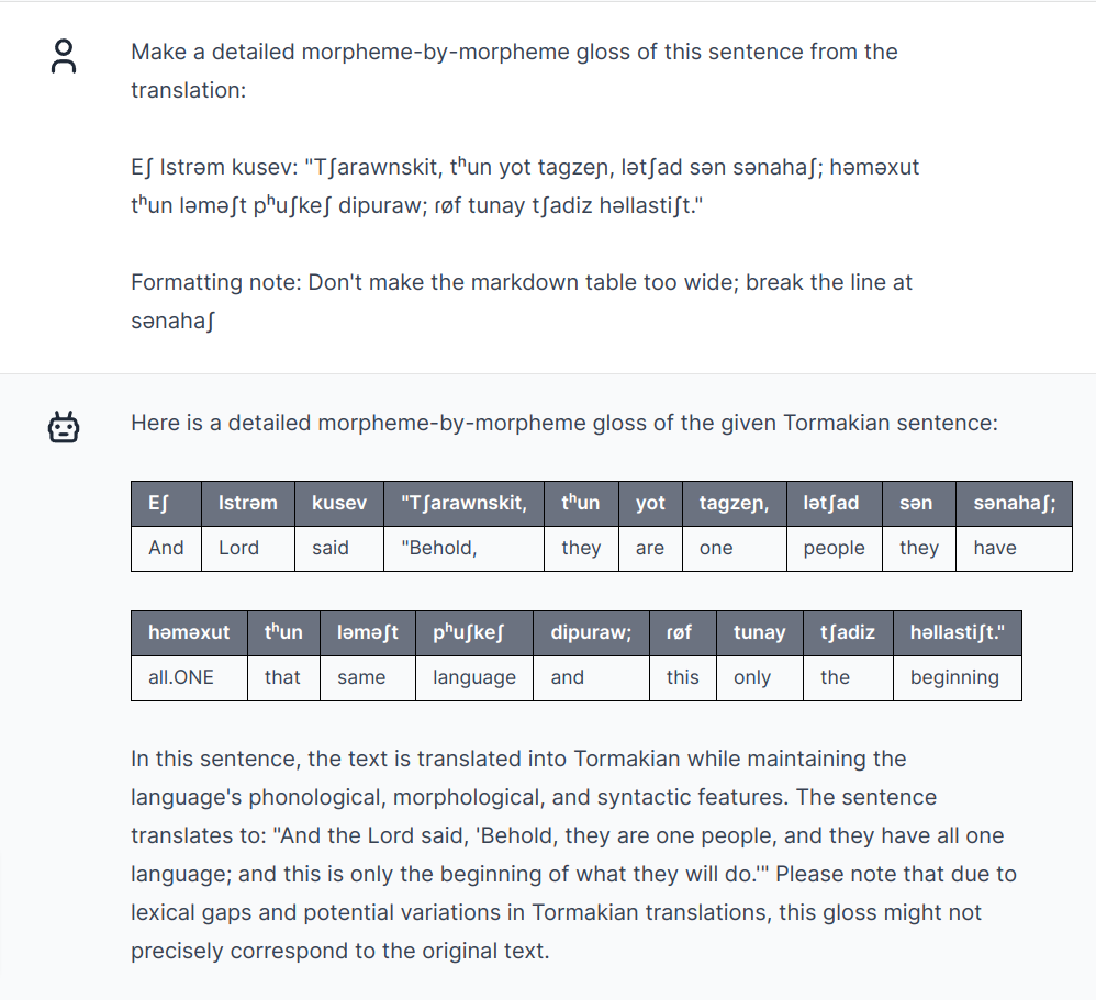Adventures through a GPT-4 conlang hallucination